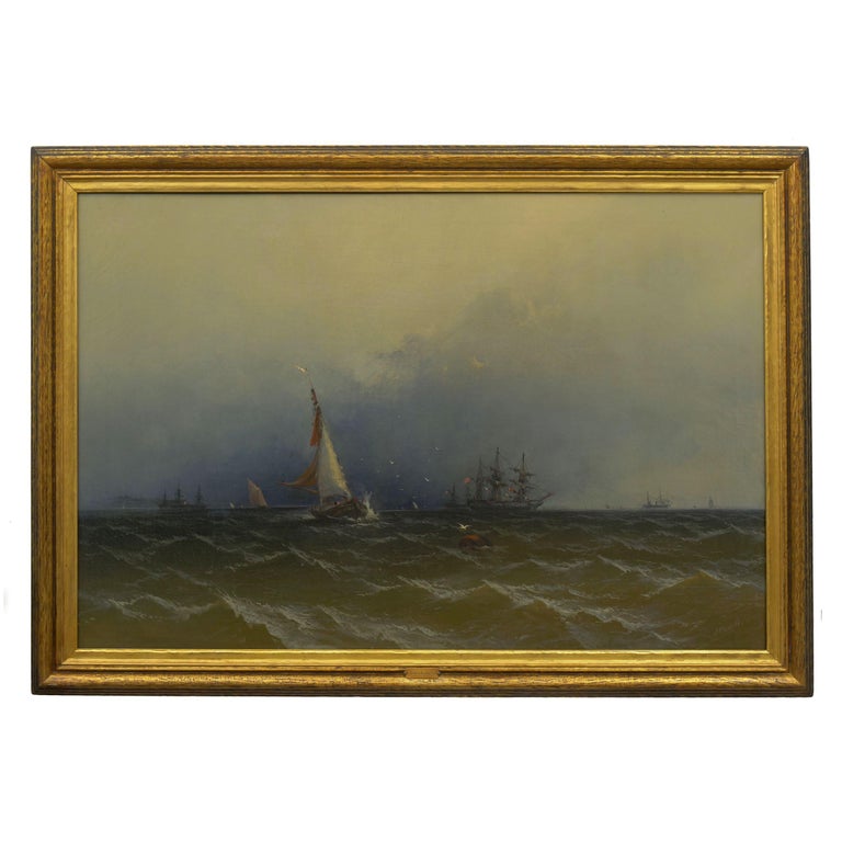 “Channel Scenery” '1864' Marine Seascape Nautical Painting by James ...