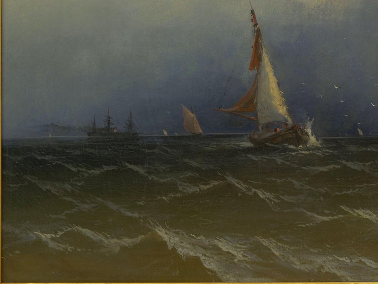 “Channel Scenery” '1864' Marine Seascape Nautical Painting by James ...