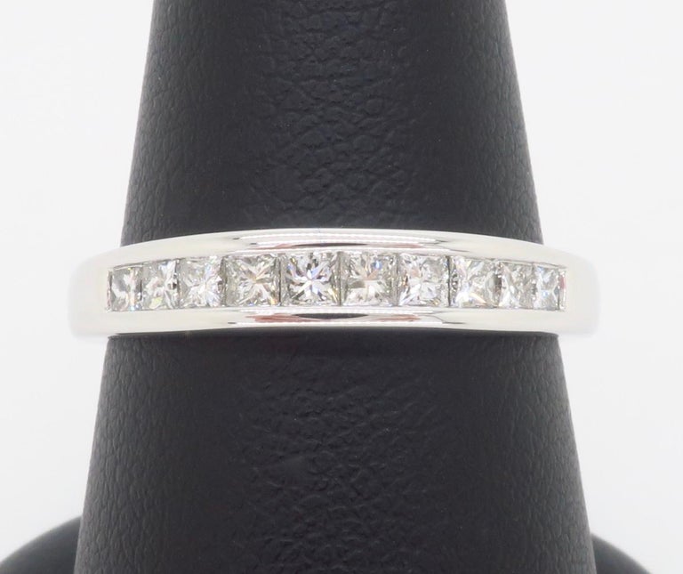 Channel Set Diamond Band Made in 14k White Gold For Sale at 1stDibs