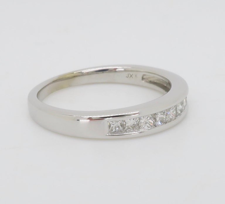 Channel Set Diamond Band Made in 14k White Gold For Sale at 1stDibs
