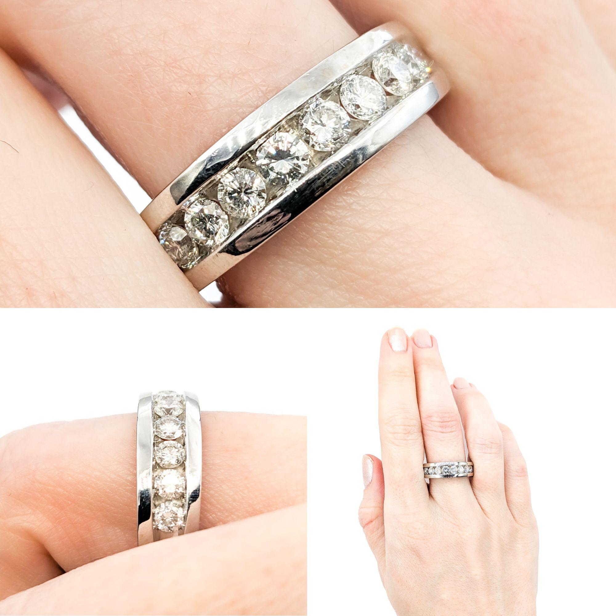 Channel Set Diamond Engagement Ring In White Gold For Sale at 1stDibs
