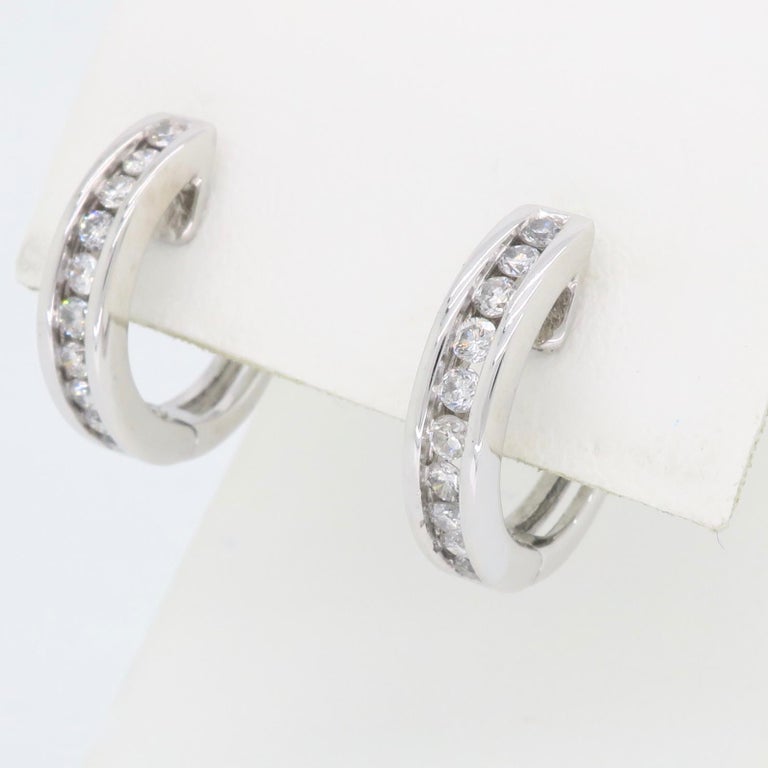 Channel Set Diamond Hoop Earrings at 1stDibs | channel set earrings