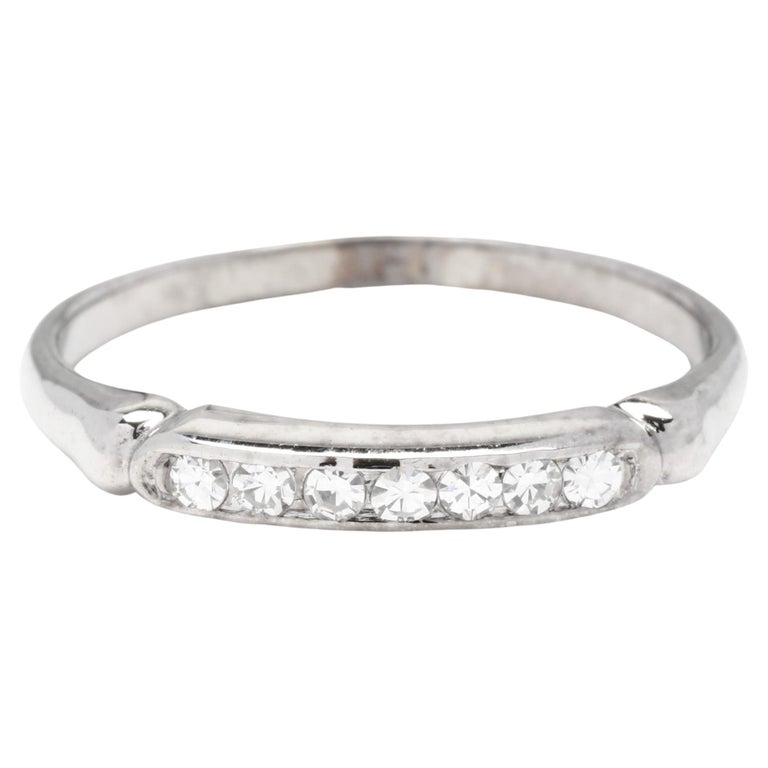 Channel Set Diamond Wedding Band, 14KT White Gold, Ring For Sale at 1stDibs