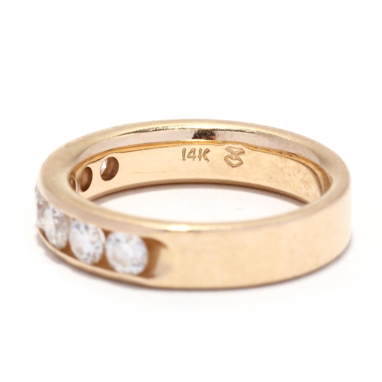 Channel Set Diamond Wedding Band, 14KT Yellow Gold, Ring Size 4.25 For ...