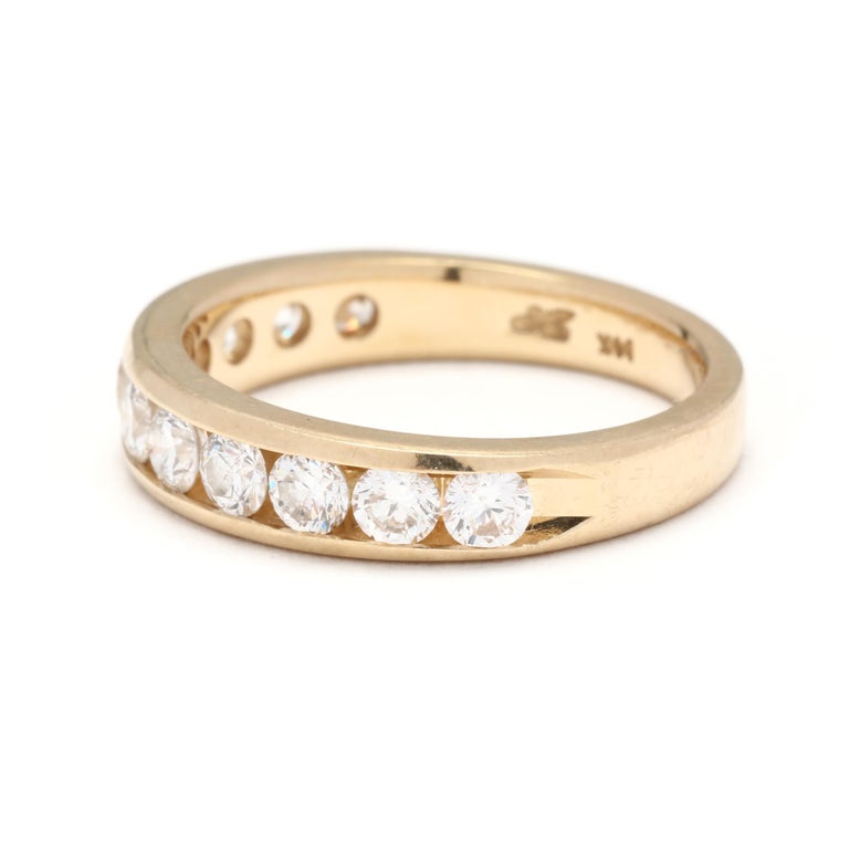 Channel Set Diamond Wedding Band, 14KT Yellow Gold, Ring For Sale at ...