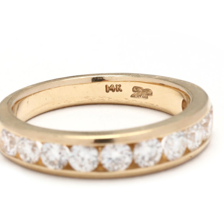 Channel Set Diamond Wedding Band, 14KT Yellow Gold, Ring For Sale at ...