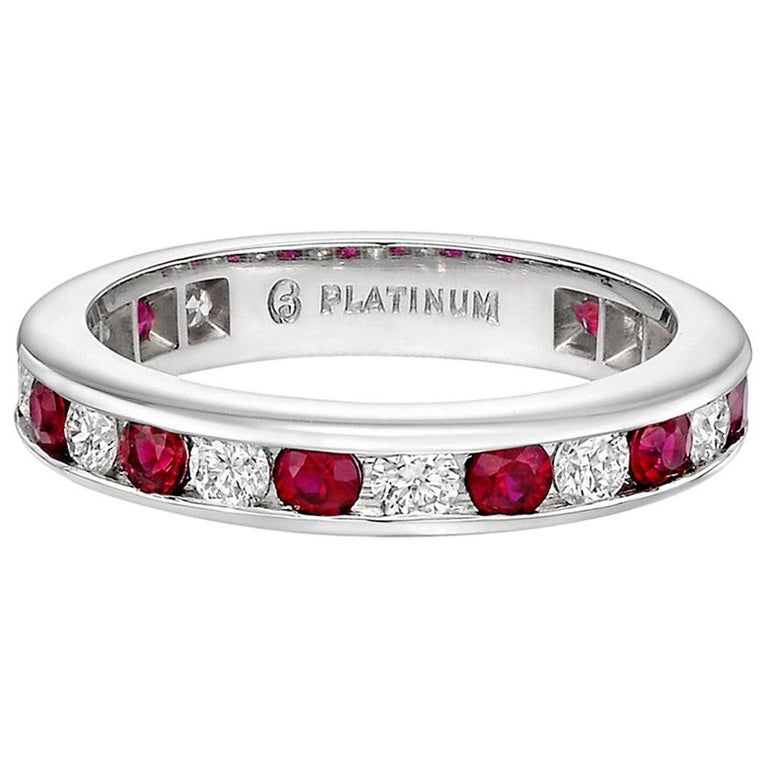 Channel-Set Ruby and Diamond Eternity Band For Sale at 1stDibs