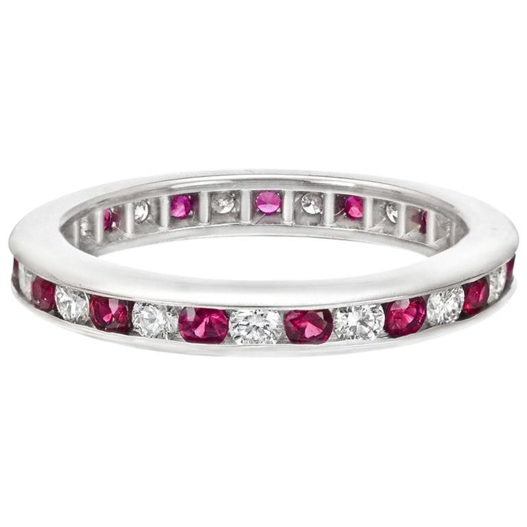 Channel-Set Ruby and Diamond Eternity Band For Sale at 1stDibs