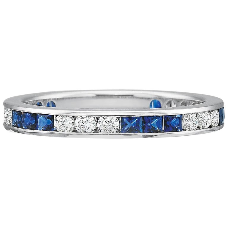 Channel-Set Sapphire and Diamond Eternity Band For Sale at 1stDibs