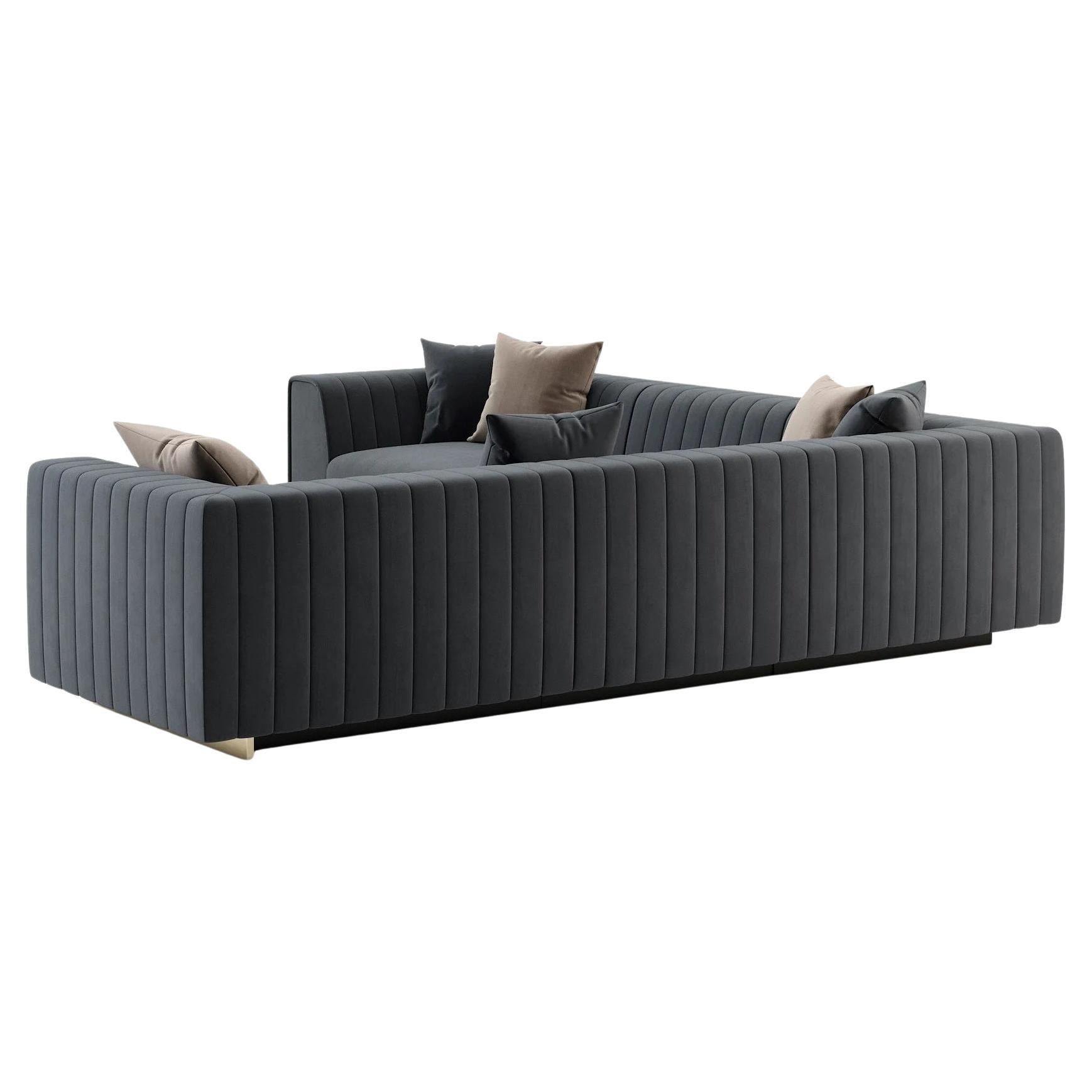 Channel Tufted Sectional Sofa Offered In Custom Velvet Colors For Sale ...