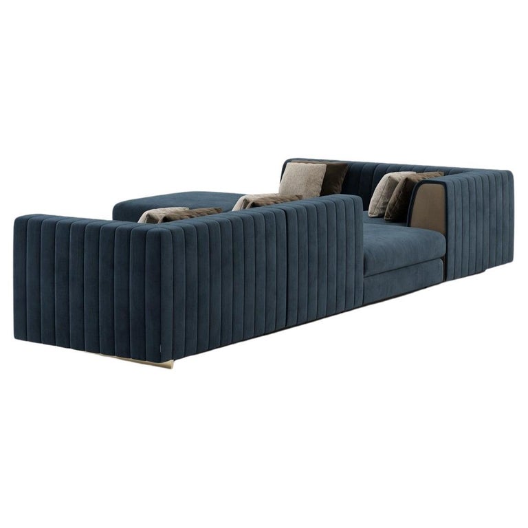 Channel Tufted Sectional Sofa Offered in Custom Velvet Colors For Sale ...