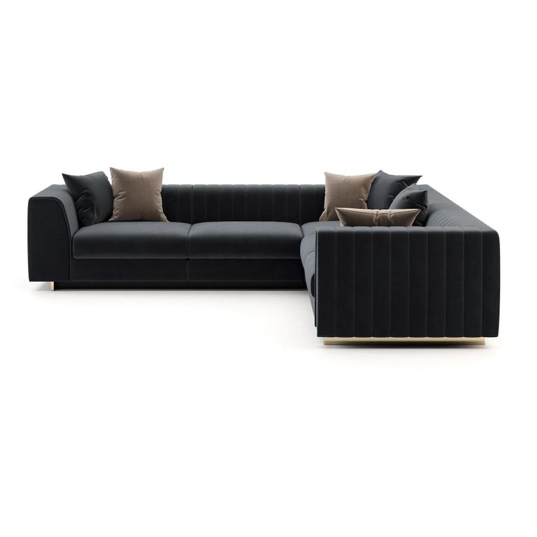 Channel Tufted Sectional Sofa Offered In Custom Velvet Colors For Sale ...