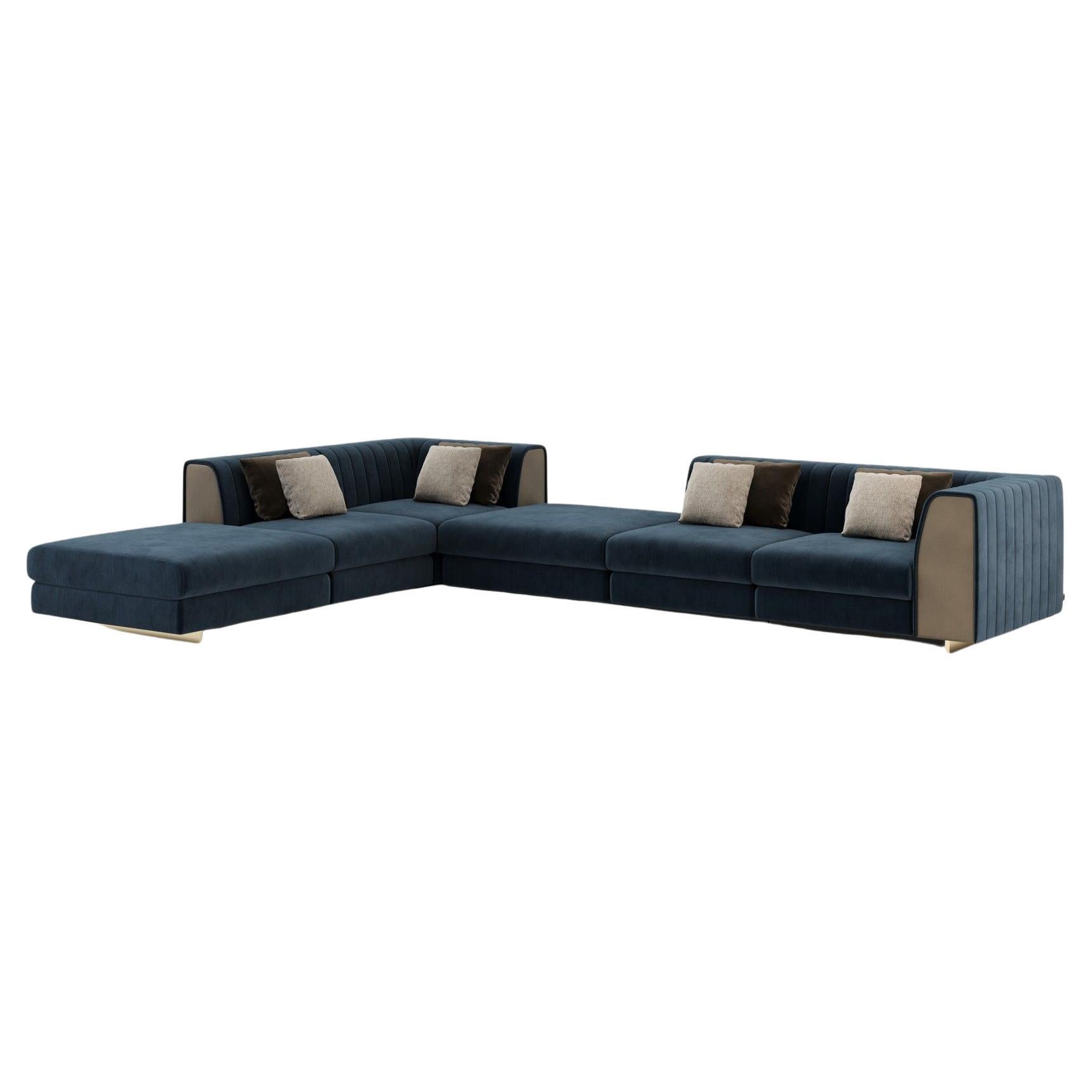 Channel Tufted Sectional Sofa Offered in Custom Velvet Colors For Sale ...