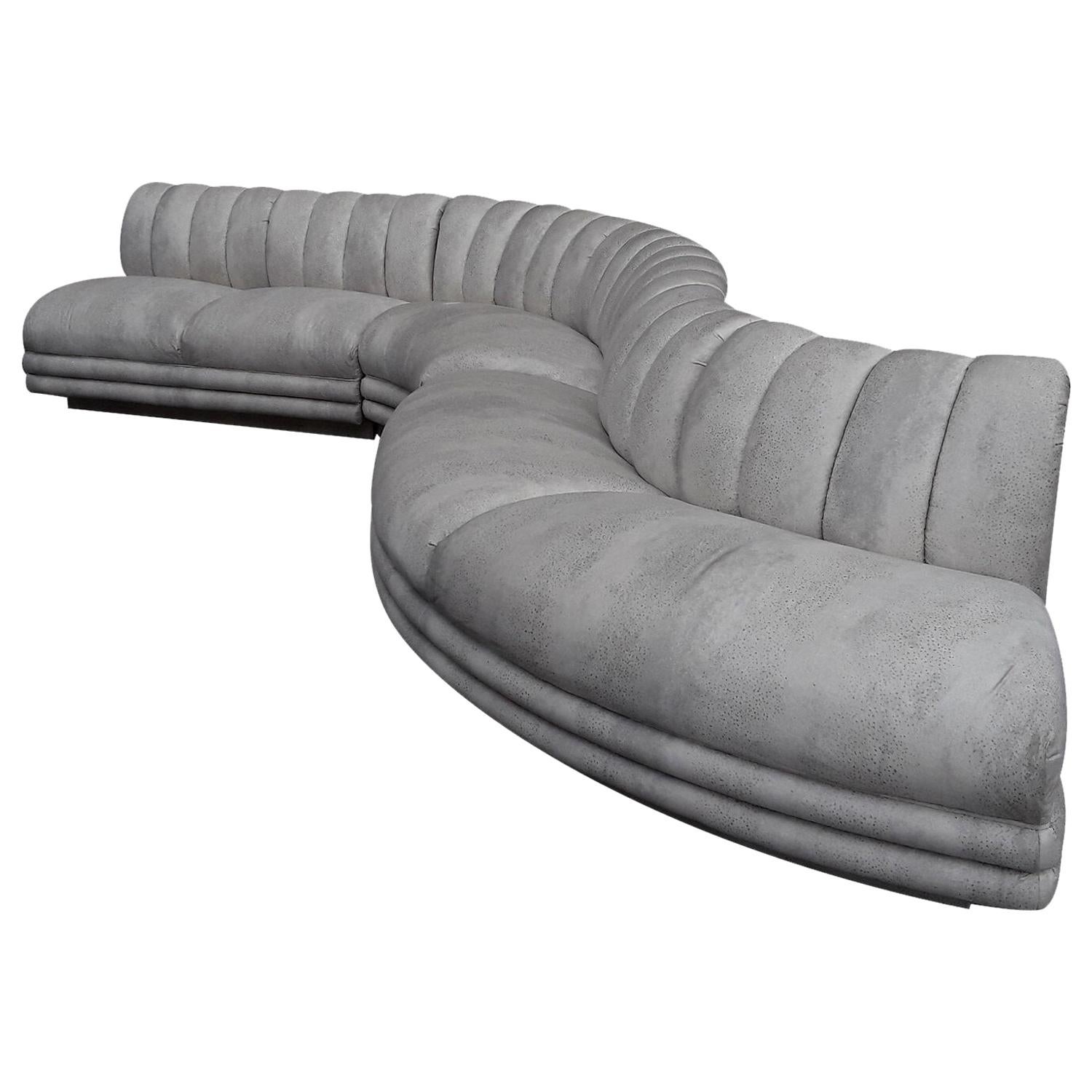 Steve Chase Channel Tufted L-Shape Sectional Sofa, 1986 at 1stDibs