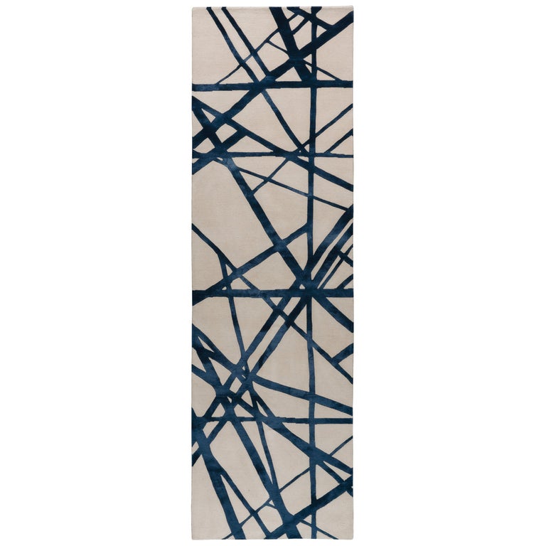 Channels Indigo Runner in Hand Knotted Wool and Silk by Kelly Wearstler ...