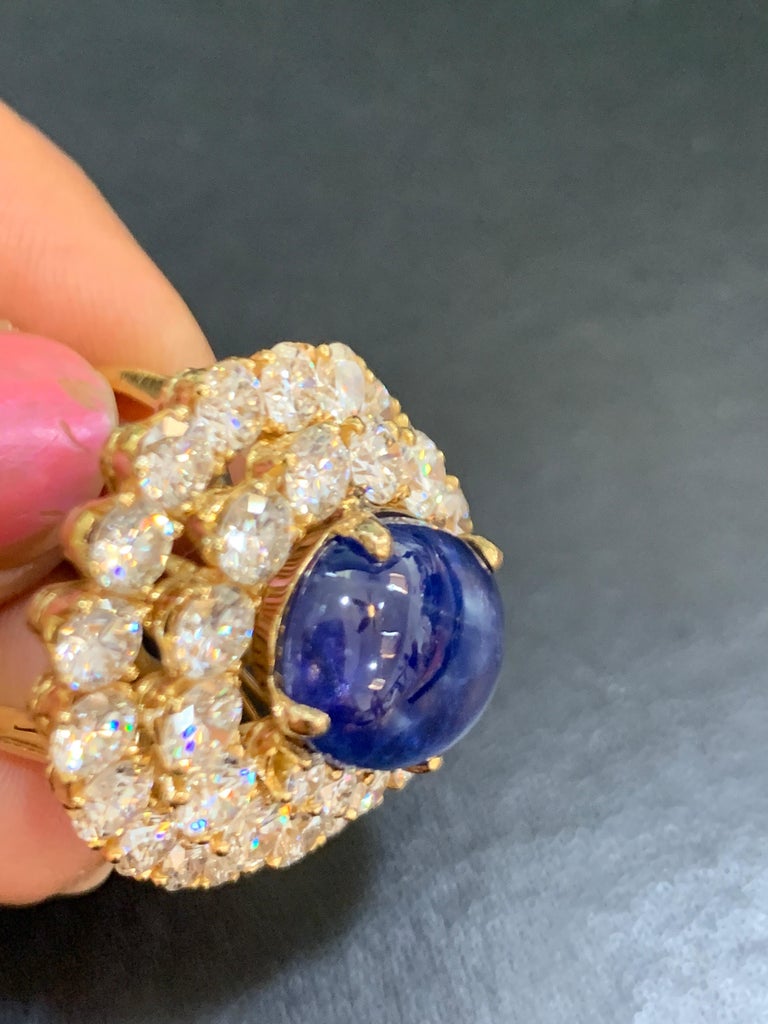 Chantecler 12 Ct Sapphire 22 Ct Diamond VS/E-F Color Ring and Earring ...