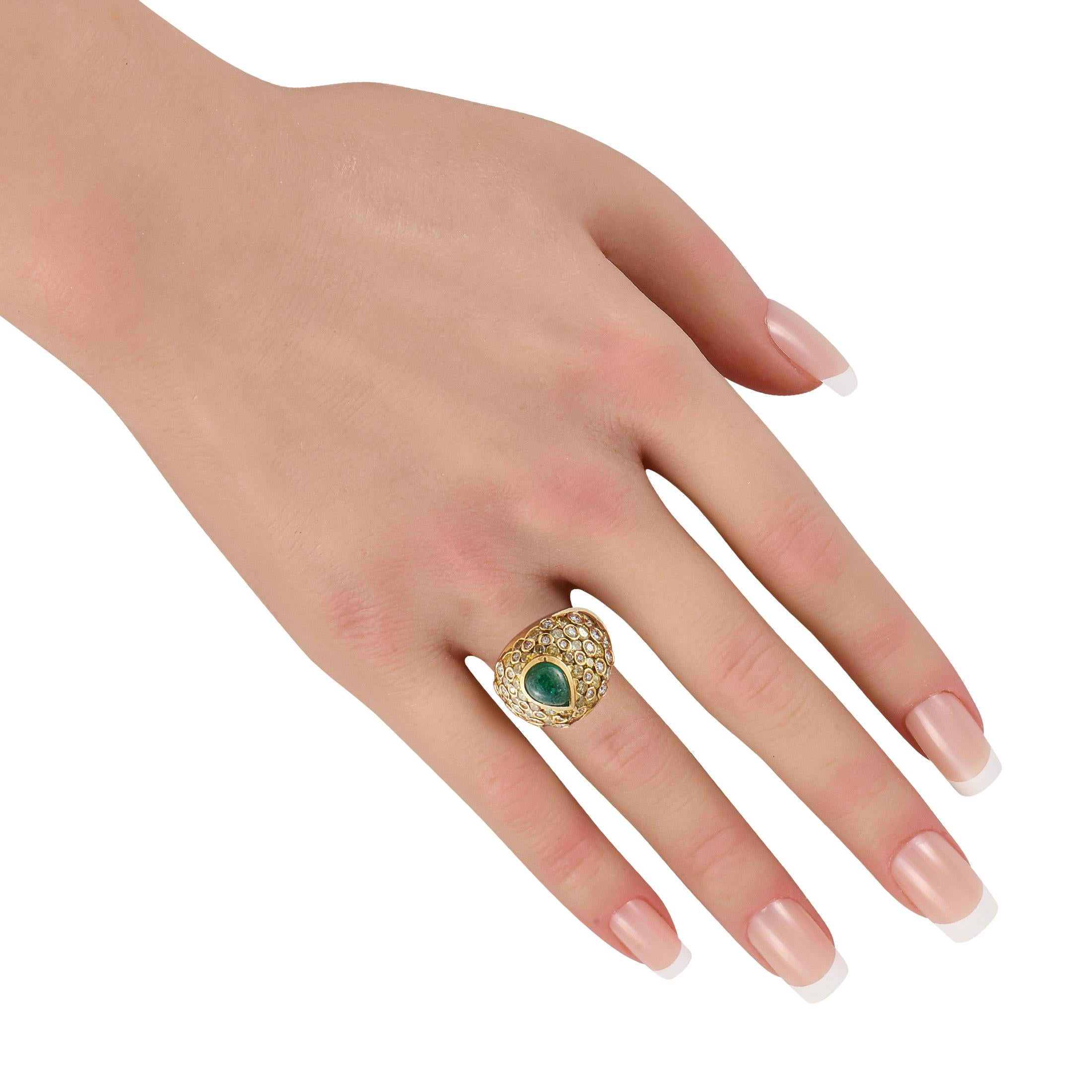 CHANTECLER 18K Yellow Gold 3.0ct Diamond and Emerald Ring CH29-121525 ...