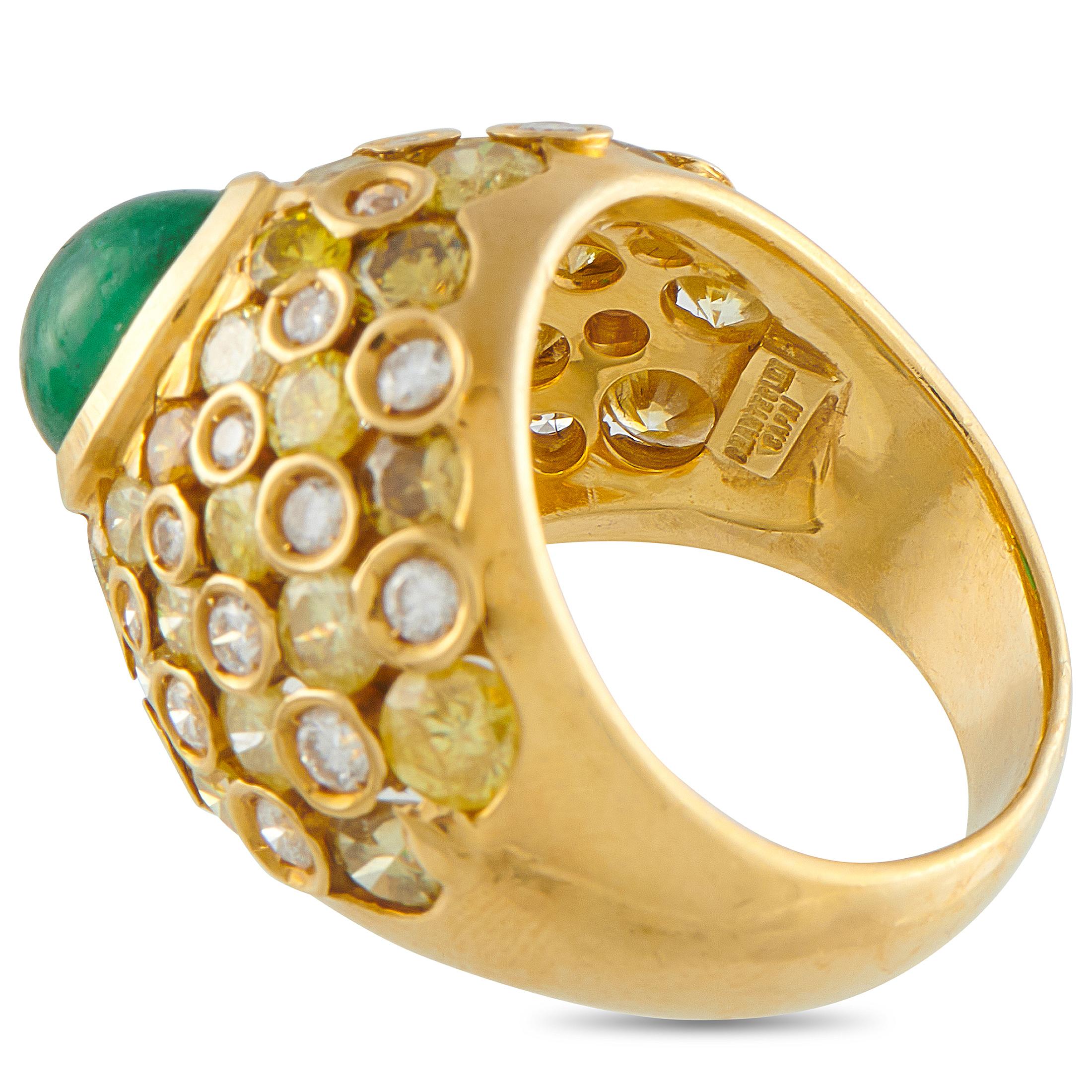 CHANTECLER 18K Yellow Gold 3.0ct Diamond and Emerald Ring CH29-121525 ...