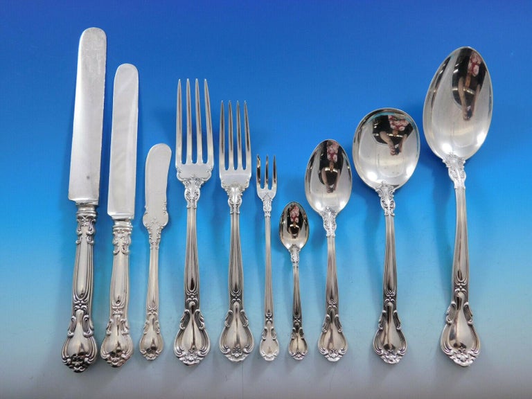 Chantilly by Gorham Sterling Silver Flatware Set for 12 Service 125 pcs ...