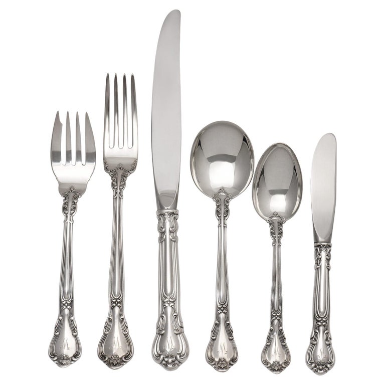 "Chantilly" Sterling Silver Flatware Set, Patented in 1895 by Gorham 4 ...