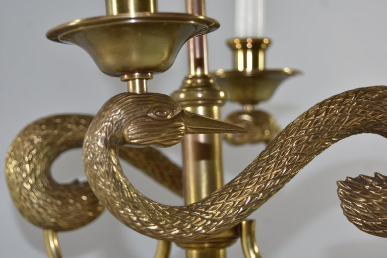Chapman Bouillotte Brass Double Swan Table Lamp Tole Shade For Sale at ...