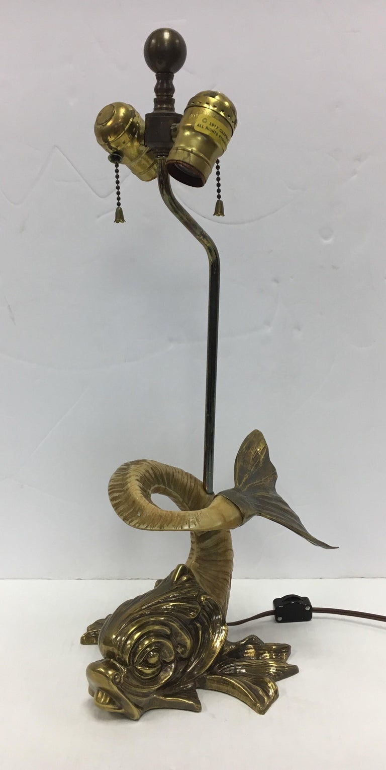 Chapman Lighting Dolphin Fish Form Brass Table Lamp at 1stDibs