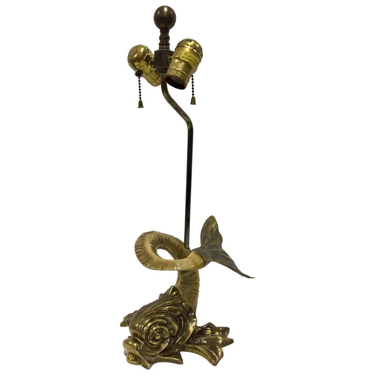 Chapman Lighting Dolphin Fish Form Brass Table Lamp at 1stDibs