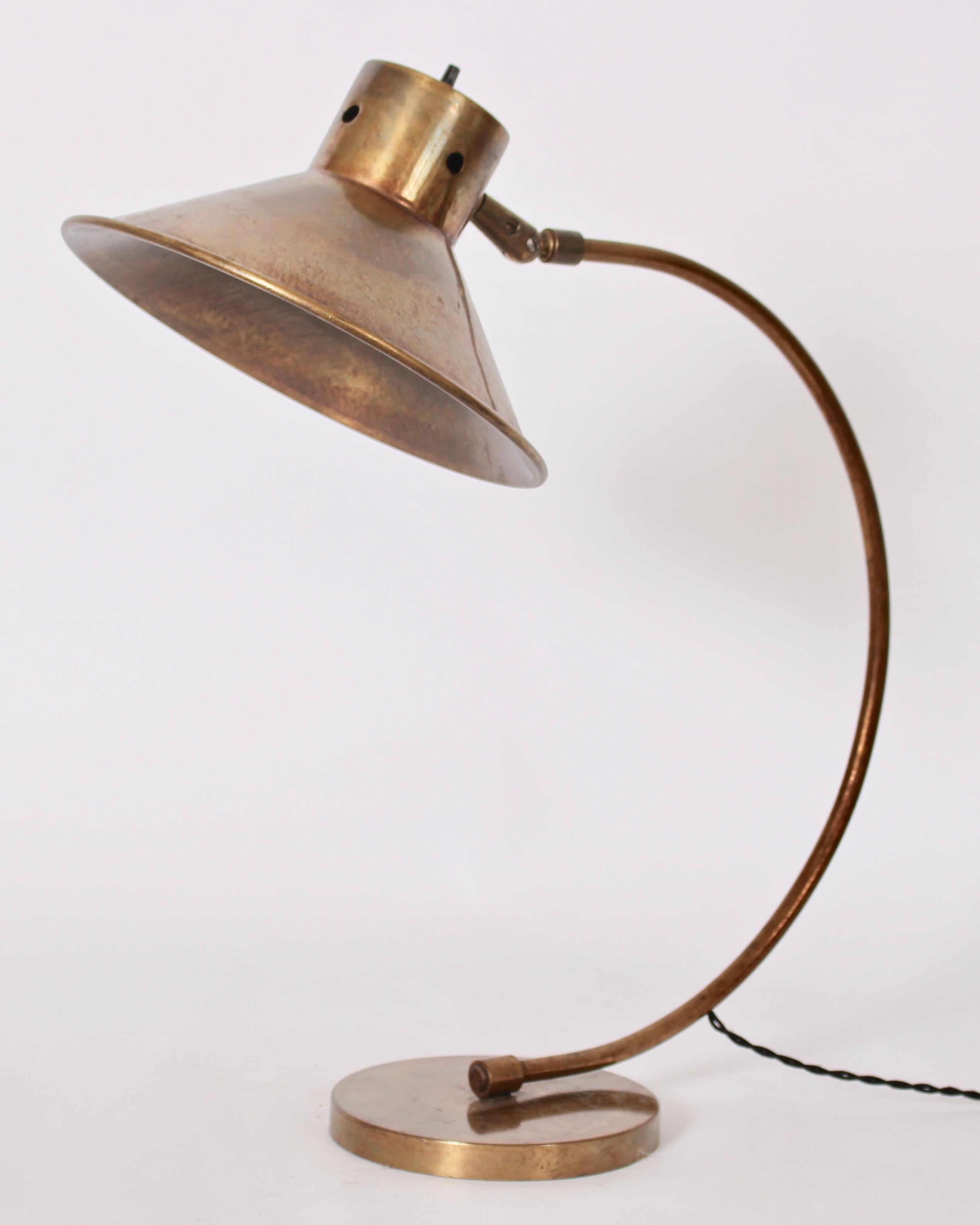 Chapman Manufacturing Articulating Brass Desk Lamp with Wide Brass ...