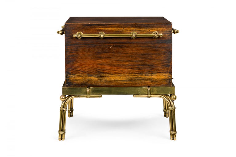 Chapman / Mastercraft Lacquered Walnut and Brass Strong Box Chest For ...
