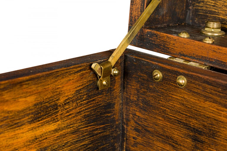 Chapman / Mastercraft Lacquered Walnut and Brass Strong Box Chest For ...