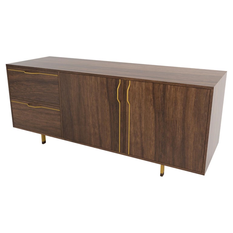 Chapman Small Credenza Storage Unit Walnut Mustard For Sale at 1stDibs