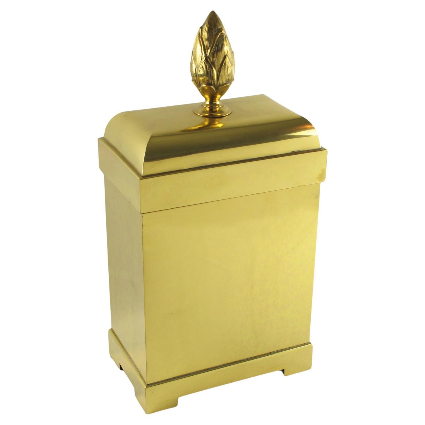 Chapman Tall Brass Magazine Storage Lidded Box, 1980s For Sale at 1stDibs