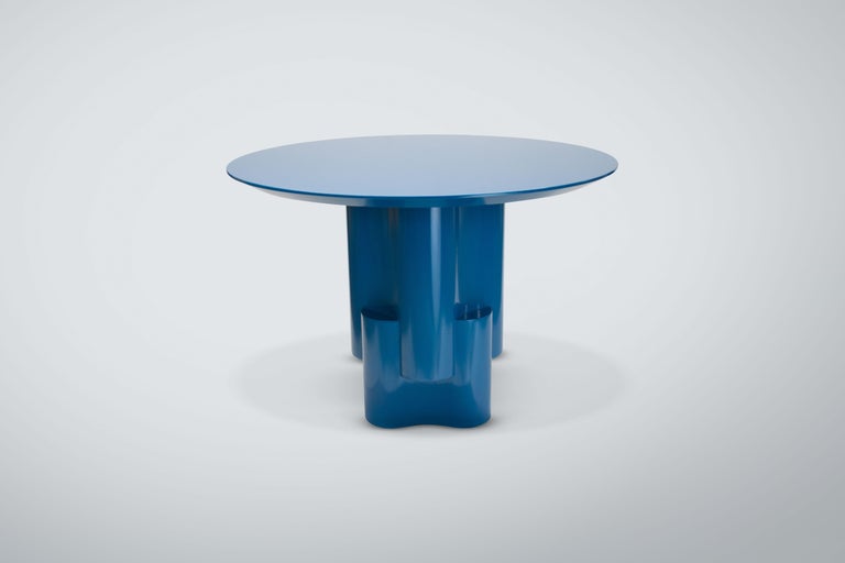 Blue Lacquered Tsugime Pedestal Table by Chapter and Verse For Sale at 1stDibs