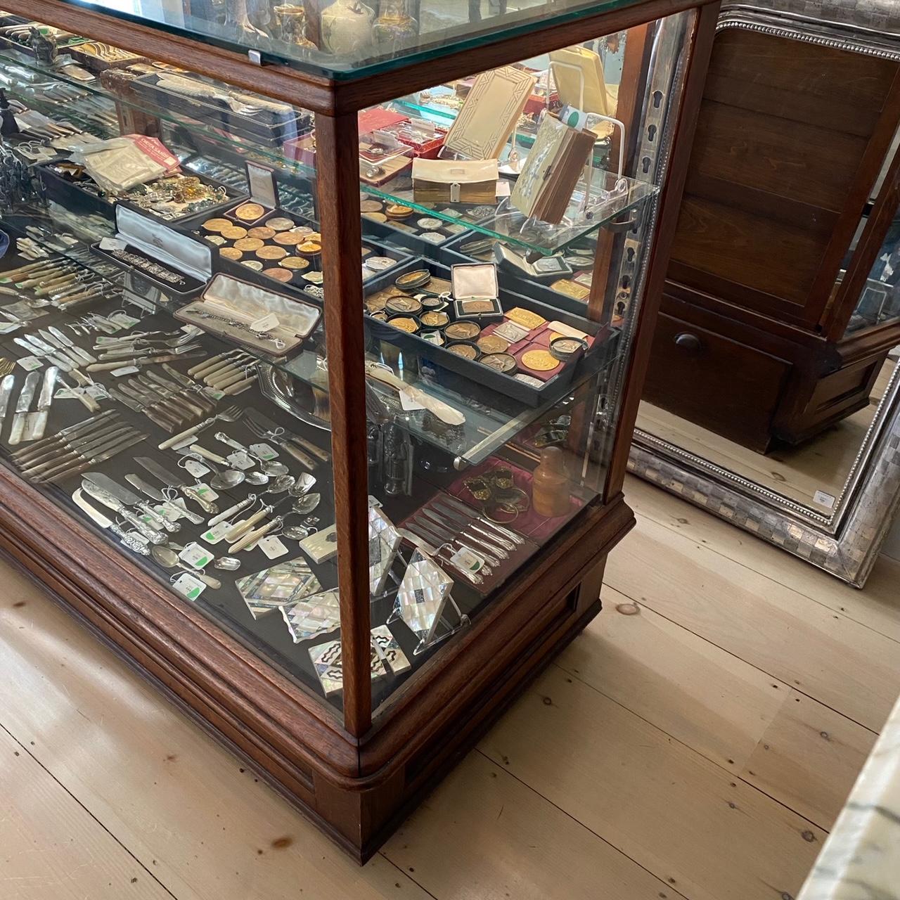 Character Rich Large 19th Century Oak Glass and Mirror Country Store ...
