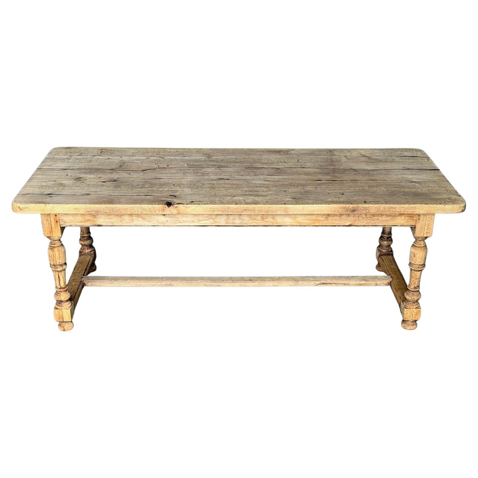 Characterful Bleached Oak Farmhouse Dining Table (2 drawers) For Sale ...