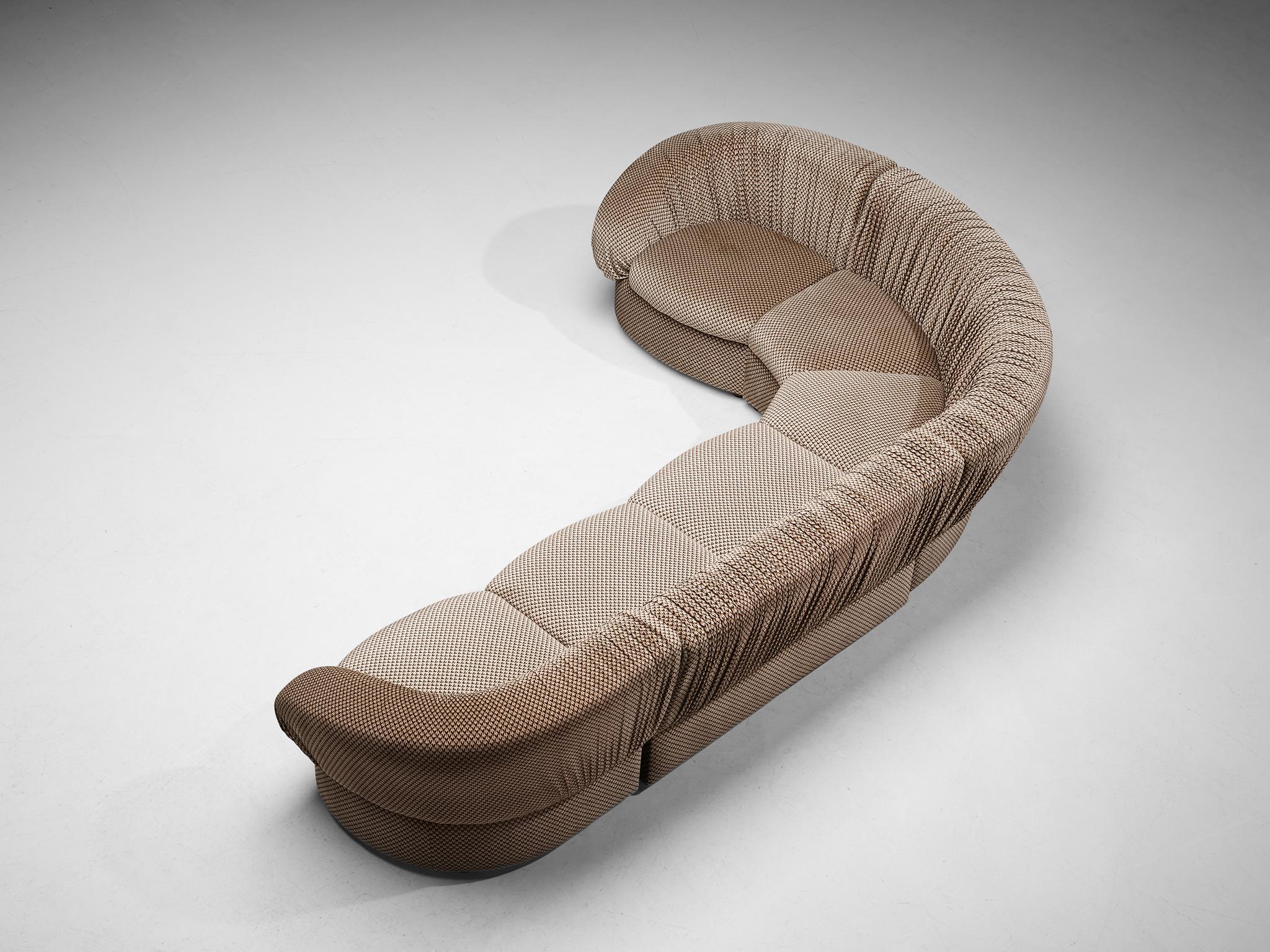 Characteristic Italian Modular Sofa in Brown and Beige Upholstery For ...
