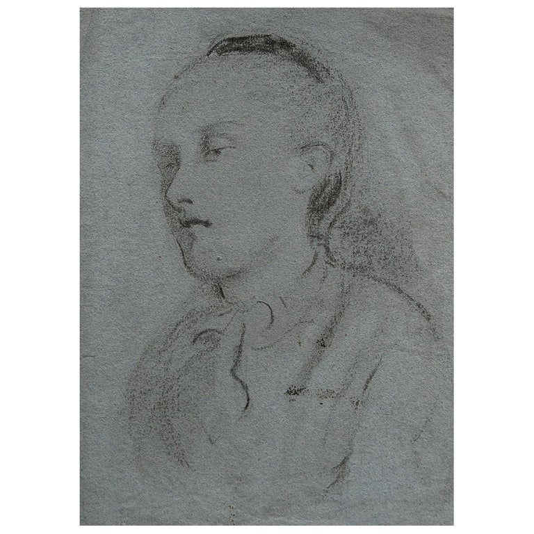 Charcoal Drawing on Blue Paper By William Wardlaw Laing, C.1880 For ...