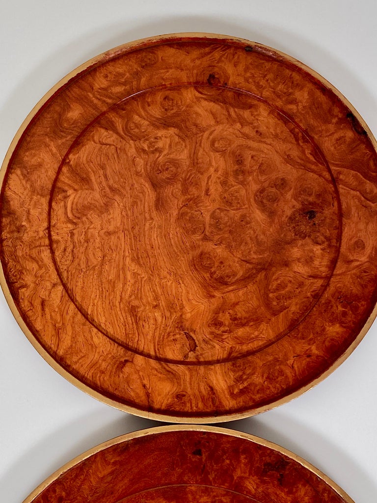 Charger Plates Burr Walnut PlaceMat Carved Wood Vintage Modernist For ...