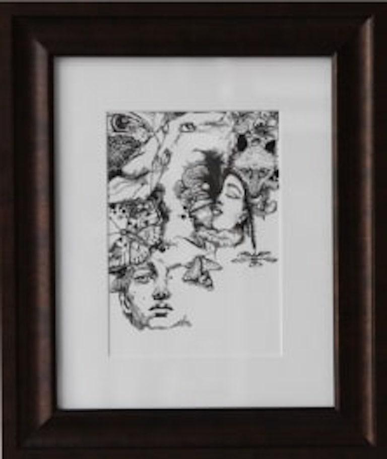 Charlene Mosley - Figurative Ink Drawing, "Dive Deep Into My Soul" For ...