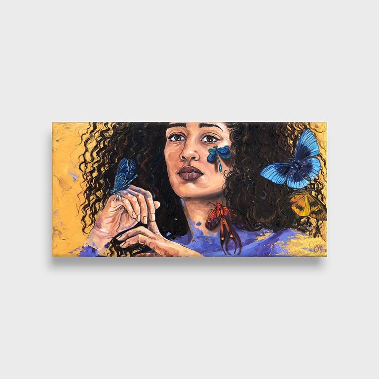 Charlene Mosley - Realism Portrait with Butterflies, "In Deep Thought ...