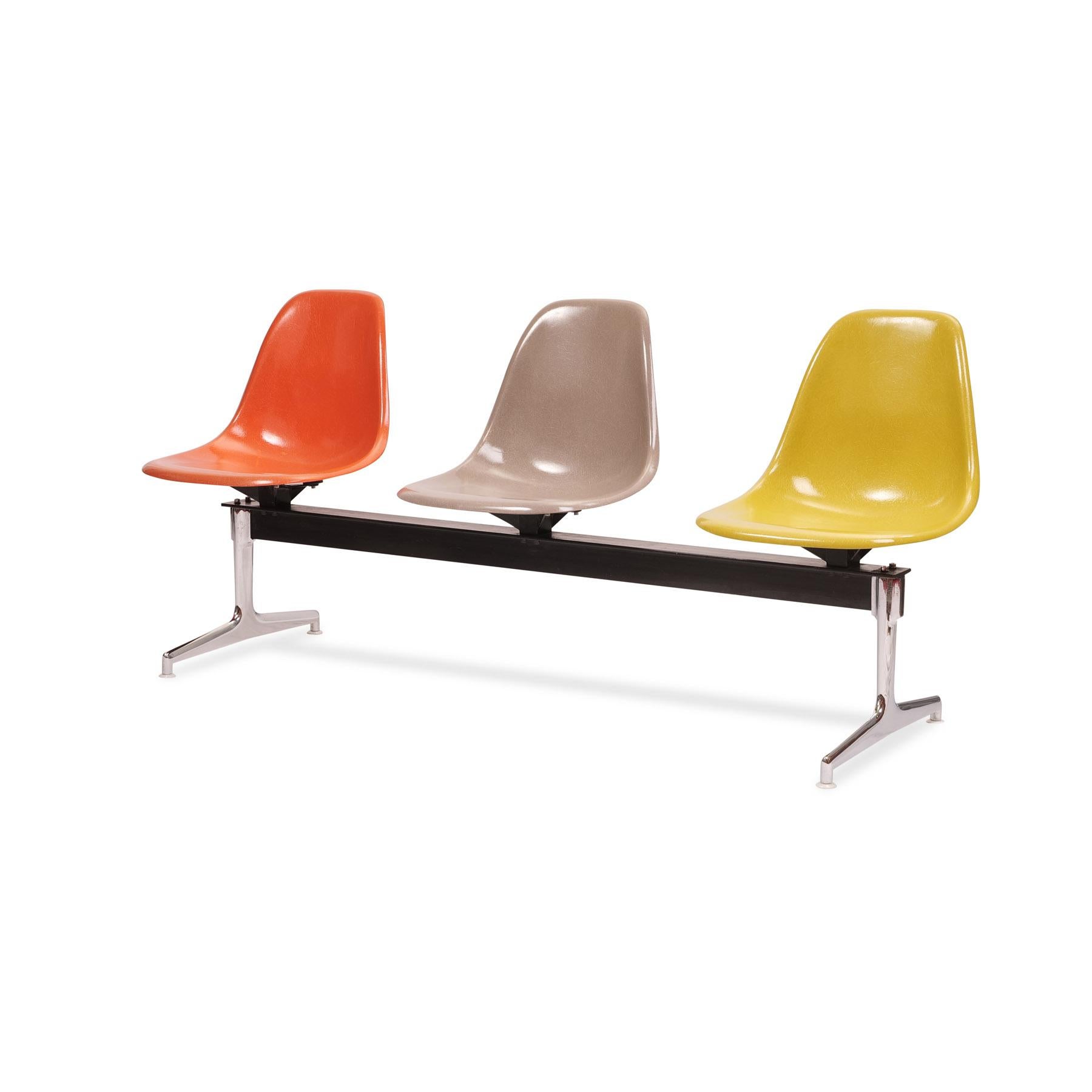 Charles and Ray Eames Fiberglass Shell Bench For Sale at 1stDibs