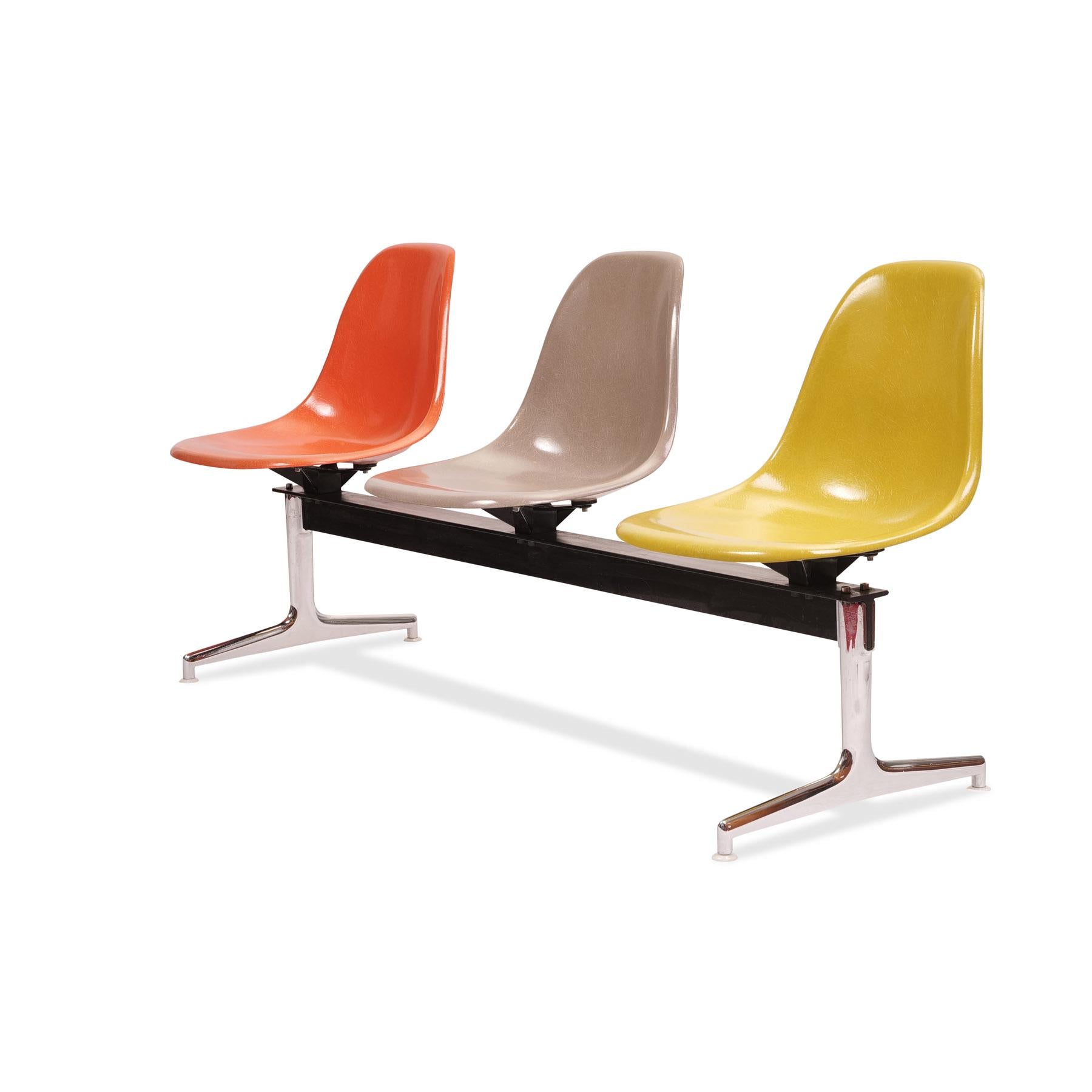 Charles and Ray Eames Fiberglass Shell Bench For Sale at 1stDibs