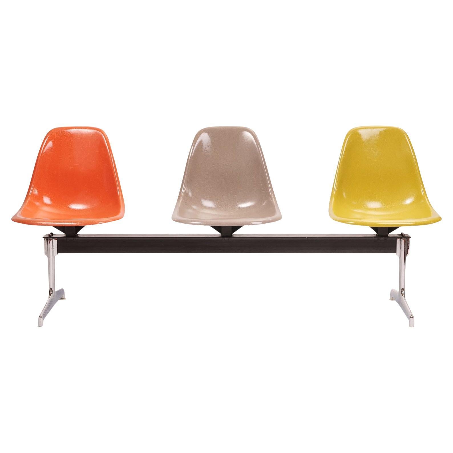 Charles and Ray Eames Fiberglass Shell Bench For Sale at 1stDibs