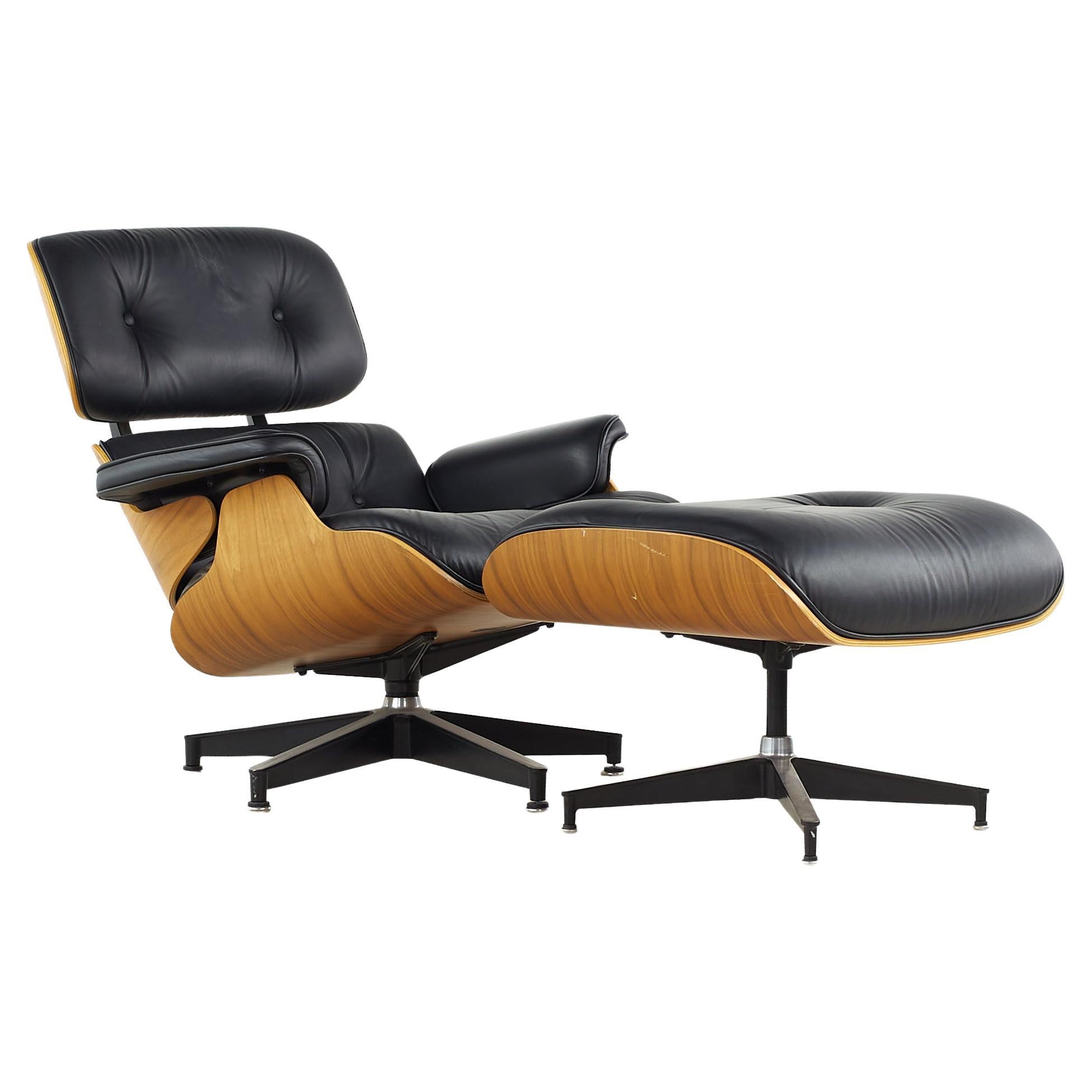 Charles and Ray Eames Cherry and Leather 670 Lounge Chair and 671 ...