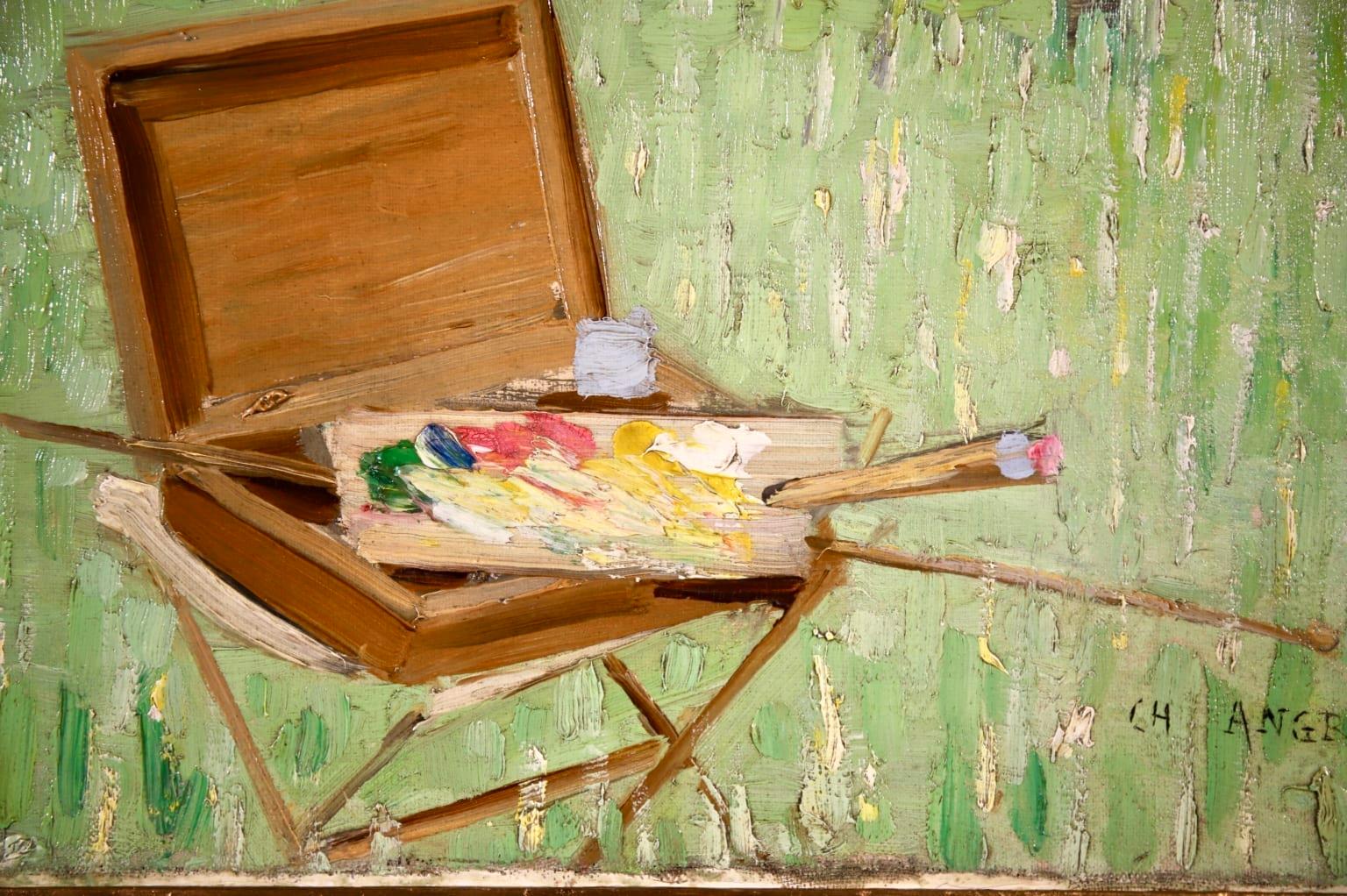 Charles Angrand - Painting en plein air - Impressionist Oil, Figure in ...