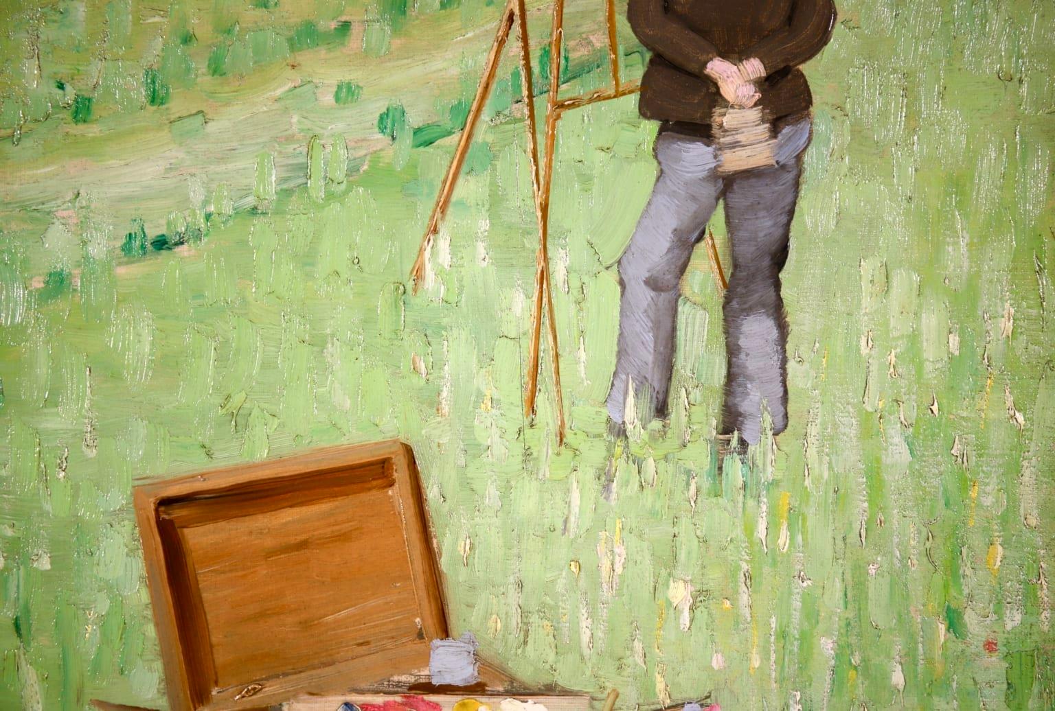 Charles Angrand - Painting en plein air - Impressionist Oil, Figure in ...