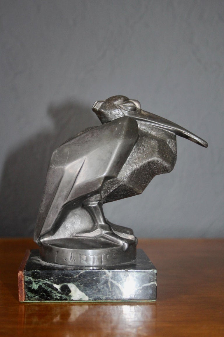 Charles Artus Art Deco Pelican Sculpture Signed For Sale at 1stDibs