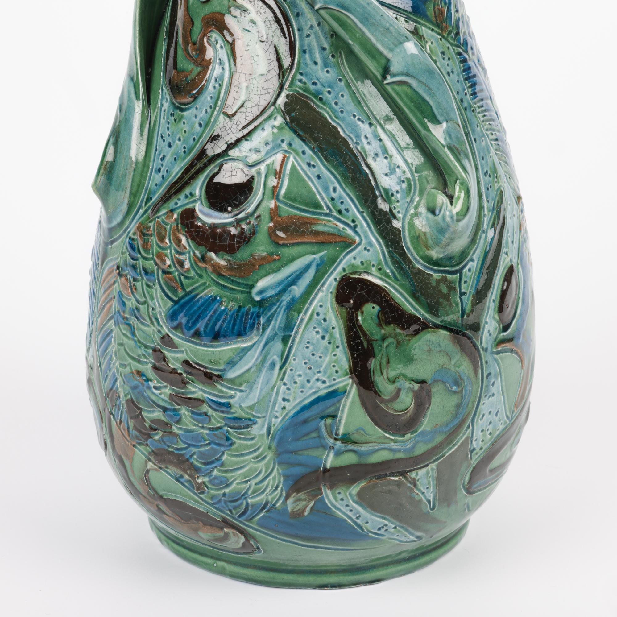 Charles Brannam Three Handled Sgraffito Fish Vase James Dewdney 1905 ...