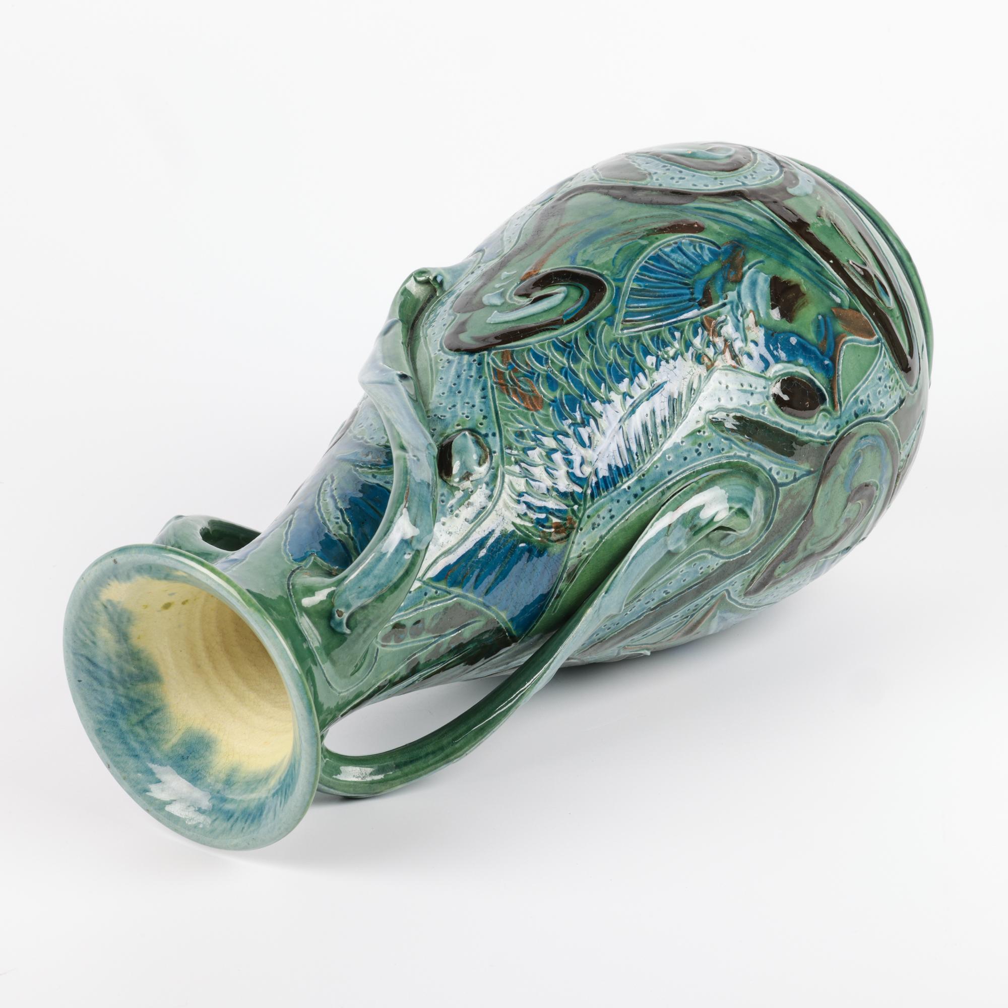 Charles Brannam Three Handled Sgraffito Fish Vase James Dewdney 1905 ...