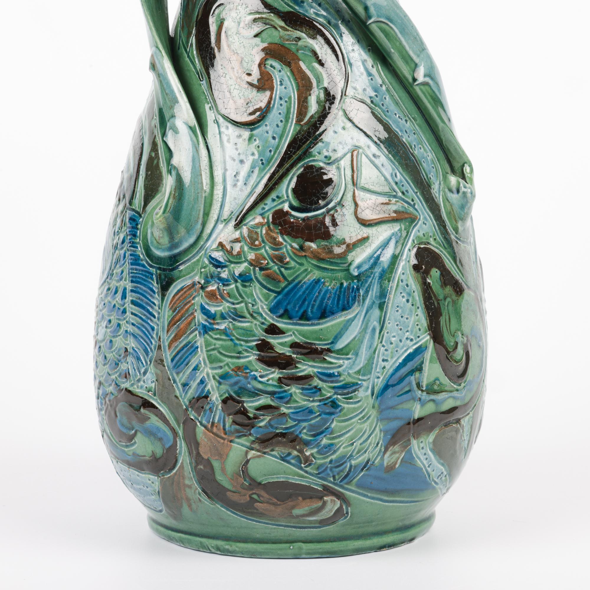 Charles Brannam Three Handled Sgraffito Fish Vase James Dewdney 1905 ...